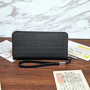 ABC STORY Womens Steam Punk Gothic Genuine Leather Rose Skull Travel Phone Wallet Purse Wristlets Clutch Handbag Black