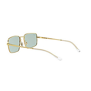 Ray-Ban Rb3669 Polarized Rectangular Sunglasses, Gold/Evolve Photochromic Green to Blue, 55 mm