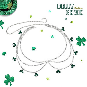 Asooll Layered Waist Chain Silver Belly Body Chains Bikini Belly Jewelry Fashion Beach Rave Party Club Body Accessories Jewelry for Women and Girls