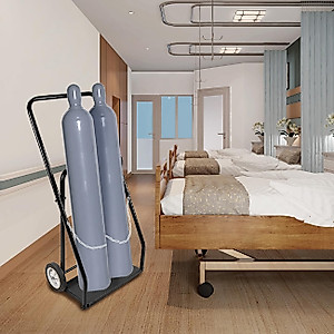 biosp Welding Cylinder Cart with Two 6'' Solid Rubber Wheels, Heavy Duty Torch Cart with 2 Hinges, 285 lbs Load Capacity Gas Oxygen Bottle Acetylene Tank Hand Truck, 41''H x 18.5''W x 10''D, Black