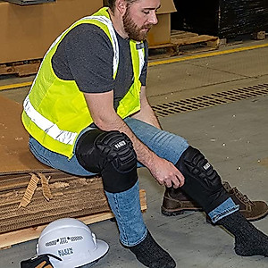 Klein Tools 60614 Knee Pads, Lightweight Padded Knee Sleeves, Breathable Mesh Back, Elastic Cuff with Slip-Resistant Silicone, S/M, Black