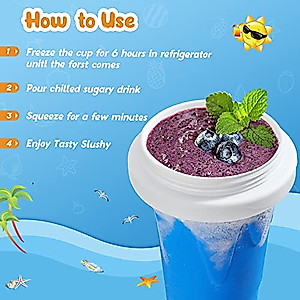 RELPOM® Slushie Maker Cup, TIK TOK Magic Quick Frozen Smoothies Cup, Cooling Cup, Double Layer Squeeze Slushy Maker Cup, Cool Stuff Birthday Gifts for Kids (Blue)