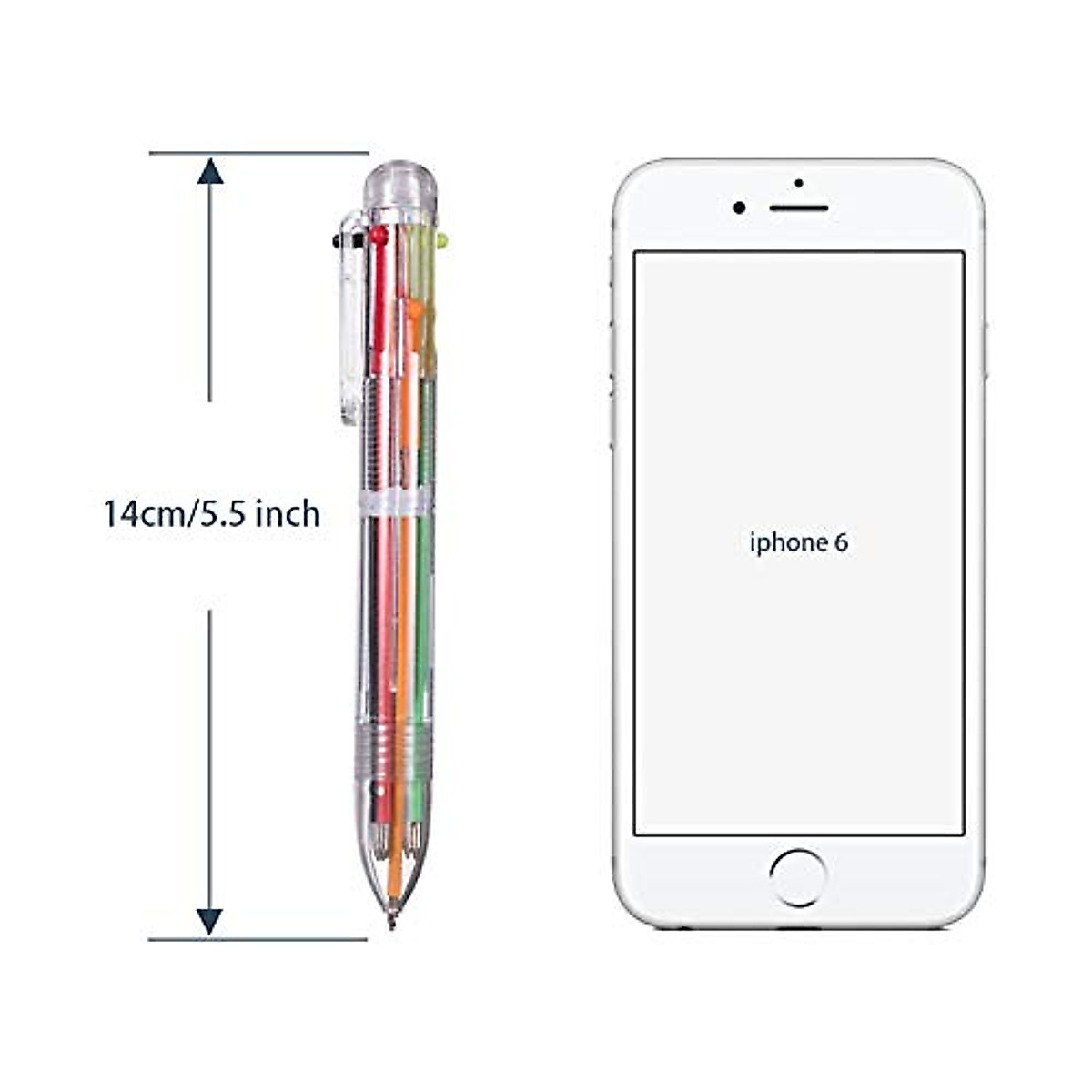 SMTTW 4 Pack 0.5mm 6-in-1 Multicolor Ballpoint Pen - Best for Smooth Writing-Retractable Ballpoint Pens for Office School Supplies Students Children Unique Gifts