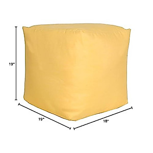 RULU Ottoman Outdoor/Indoor Sunbrella Bean Bag Pouf 19"x19"x18"H Buttercup