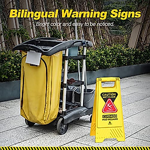 RoadHero 2 Pack Wet Floor Sign, 2-Sided Yellow Caution Signs, Bilingual Collapsible Warning Signs for Commercial Use 24"