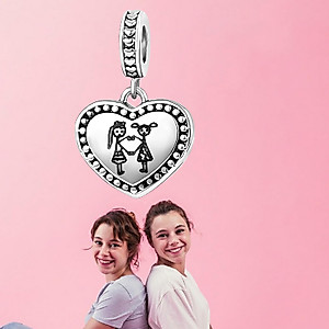 Chili Jewelry Heart Big Sister little Sister Charm Compatible With Pandora Charms Bracelets