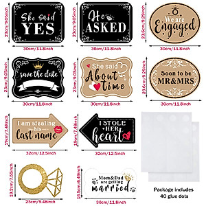 10 Pieces Engagement Photo Props Engagement Announcement Photo Prop Kit Photo Signs Cardboard for Engagement Wedding Party e
