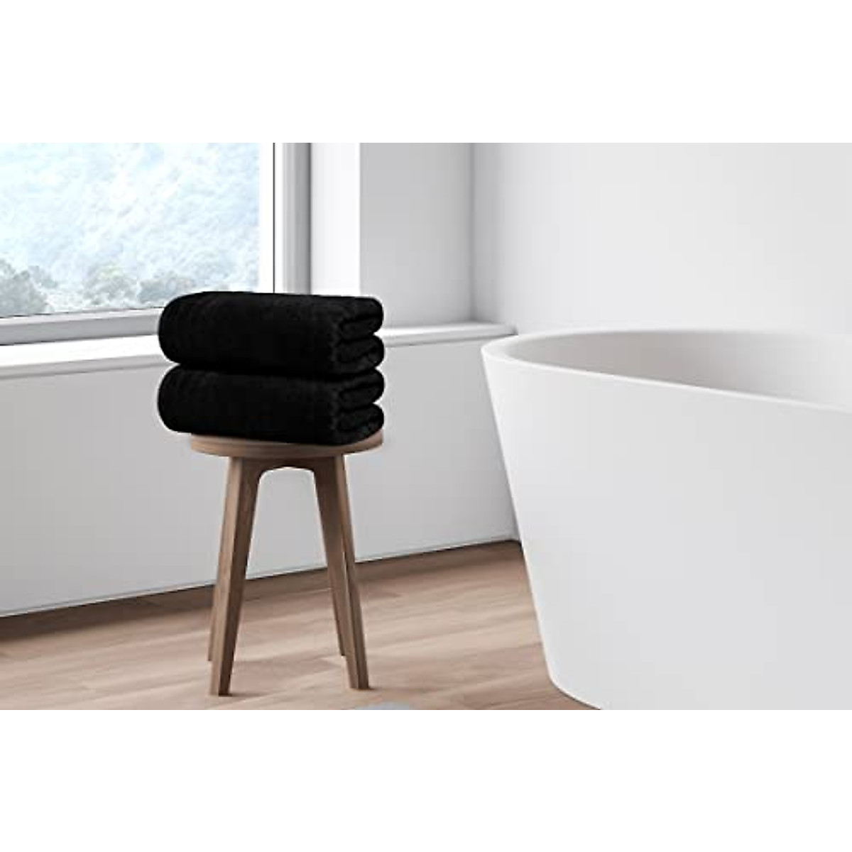 Tens Towels 8 Piece Towels Set, 2 Extra Large Bath Towels, 2 Hand Towels, 4 Washcloths, 100% Cotton, Lighter Weight, Quicker to Dry, Super Absorbent, Perfect Bathroom Towels Set (Black)