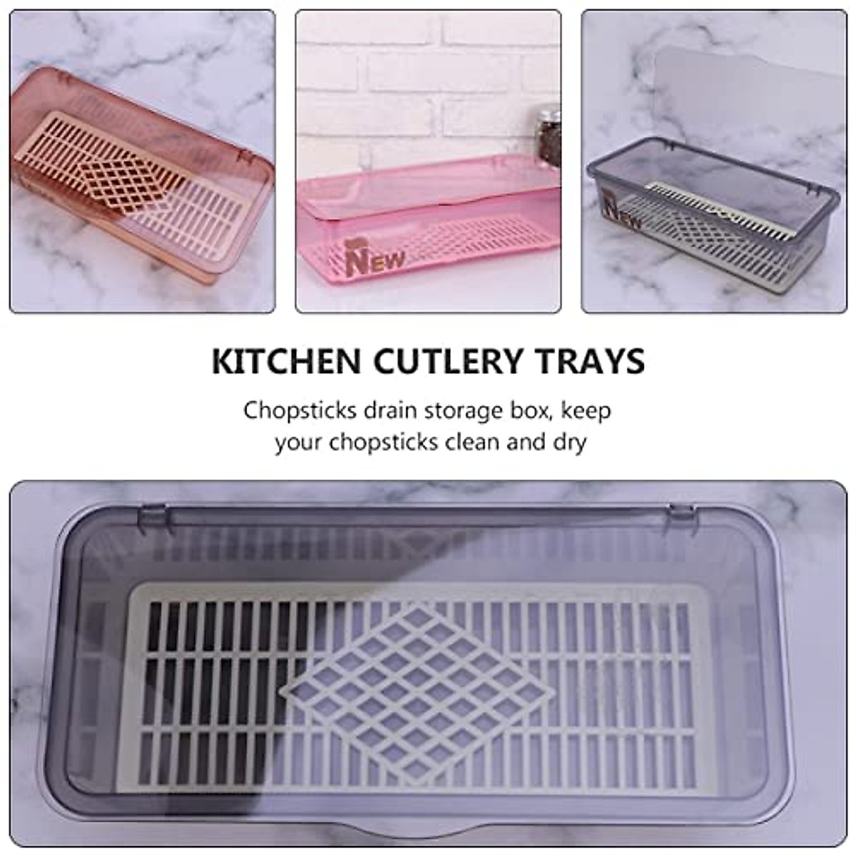 OUNONA Boxes to Home Tool with Containers Drainer Covered Utensil and Holders Trays Storage Keeps Container Dinnerware Color Plastic Organized Drain Chopsticks Flatware Tray Holder