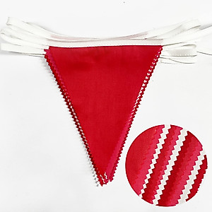 32Ft Red Pennant Banner Fabric Triangle Flag Bunting Garland Streamers for Wedding Engagement Bridal Shower Anniversary Bachelorette Birthday Party Home Outdoor Garden Hanging Festivals Decoration