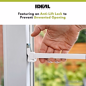 Ideal Security Window Security Bar with Childproof Lock, Adjustable Window Lock AC Units and Inside Security, Horizontal and Vertical Sliding Window Bar, White (15.7-26.75 Inches)