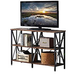 HASIODXE Narrow Console Tables for Entryway, Industrial Wood Sofa Tables with Storage Shelves, 3 Tier Hallway Table for Living Room, 39 Inch Vintage Brown