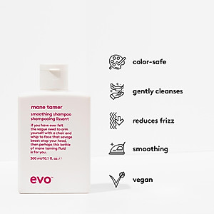 EVO Mane Tamer Smoothing Shampoo - Cleans, Smooths, & Strengthens Hair - Reduces Frizz - 300ml / 10.1fl.oz - 300ml / 10.1fl.oz