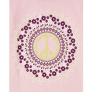 The Children's Place girls Short Sleeve Graphic T-shirt 2-pack T Shirt, Peace Sign/Butterfly, XX-Large US