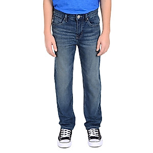 Calvin Klein Boys' Skinny Fit Stretch Denim Jeans, 5-Pocket Style, Zipper Fly & Button Closure, Authentic, 14