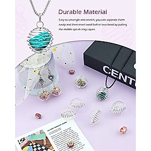 JIALEEY Spiral Bead Cages Pendants, 20 PCs 25x30mm Silver Plated Stone Holder Necklace Cage Pendants Findings for Jewelry Making and Crafting
