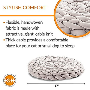 K&H PET PRODUCTS Knitted Cat Bed, Round Flexible Pet Bed Gray 17 X 4 Inches