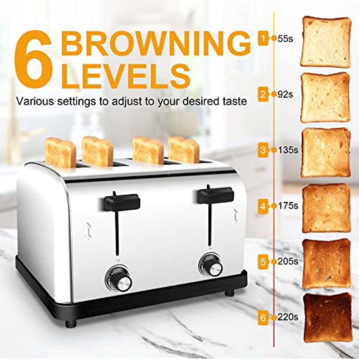 4 Slice Commercial Toaster - 1 1/2" Slots, 120V
