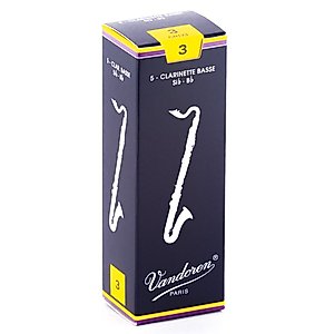 Vandoren CR123 Bass Clarinet Traditional Reeds Strength 3; Box of 5