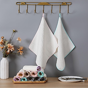 Oeleky Kitchen Dish Cloth Pack of 8, Strong Absorbent Dish Rags for Washing Dishes, Waffle Weave Cleaning Cloths Quick Drying (12x12 Inches, Brown)