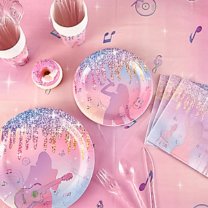170 Pcs Gradient Birthday Party Decorations Paper Plates and Napkins, Its Me Hi Im the Birthday Girl Its Me, Music Party Favors Disposable Tableware Set for Girls Birthday Decorations Serve 24
