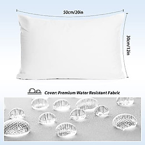 Fixwal 12 x 20 Outdoor Pillow Inserts Set of 4, Waterproof Decorative Throw Pillows Insert, Square Lumbar Pillow for Bed, Sofa, Chair, Patio, Living Room, Garden ( White )