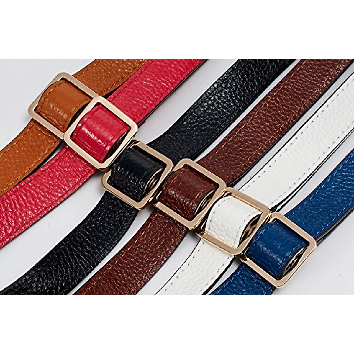 VanEnjoy Full Grain Leather Adjustable Replacement Strap Cross Body Bag Purse, 26-51 inch Gold Hardware - 1.8 CM Width (Black-Silver Metal With Tasse) (Red)