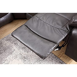 Blackjack Furniture Albany Leather Air Upholstered Living Room Reclining, Power Sectional Sofa, Dark Gray