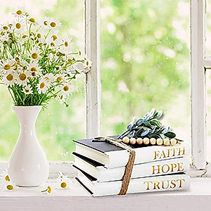 Hardcover Decorative Book,Modern Hardcover Decorative Books,Faith|Hope|Trust(Set of 3) Stacked Books for Decorating Coffee Tables and Bookshelf