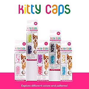 Kitty Caps Nail Caps for Cats | Safe, Stylish & Humane Alternative to Declawing | Stops Snags and Scratches, Medium (9-13 lbs), Black with Gray Tips & Baby Blue