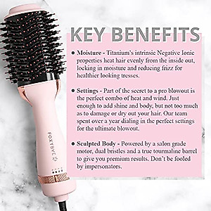 Foxybae Baby Blush Blowout Brush - Professional Hair Volumizer Brush with Nylon and Boar Bristles - Hair Dryer and Brush Combo - Shine Enhancing Brush - Perfect Hair Styling Tool - Light Pink