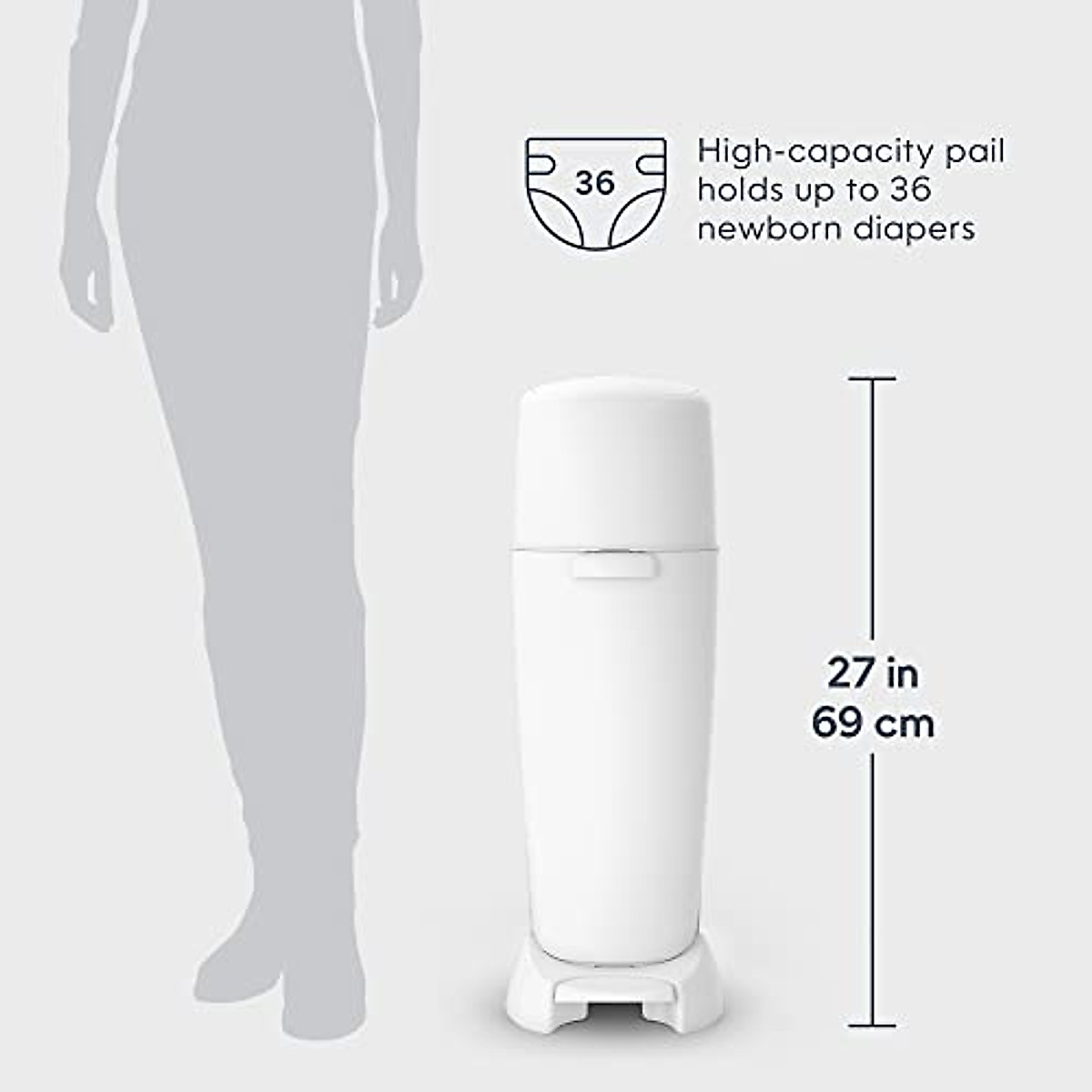 Diaper Genie Complete Diaper Pail (White) with Antimicrobial Odor Control | Includes 1 Diaper Trash Can, 3 Refill Bags, 1 Carbon Filter