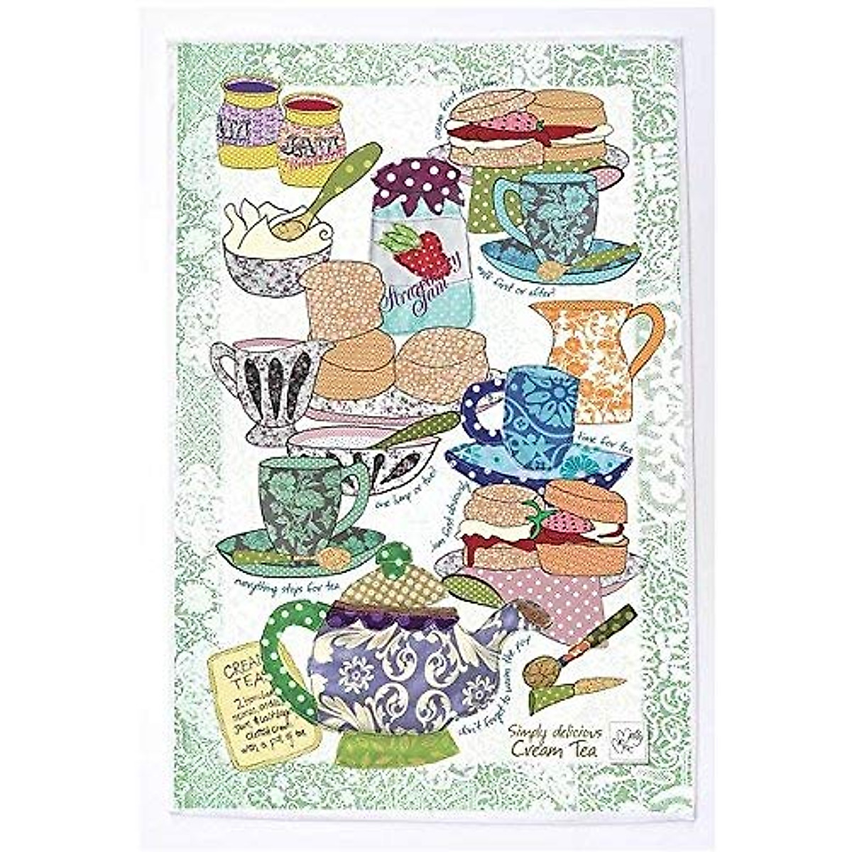 MollyMac | British Cream Tea Dish Towel | Decorative Bar Towel | Soft Absorbent Dish Cloth | Kitchen Decor | Gift for Dinner Party Birthday New Home | Made in UK | 28”x18” 100% Cotton Tea Towel
