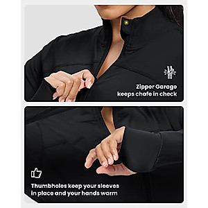 GYM RAINBOW Womens Zip Up Workout Jakcets Lightweight Slim Fit Running Athletic Jackets with Thumb Holes(#1 Black,Large)