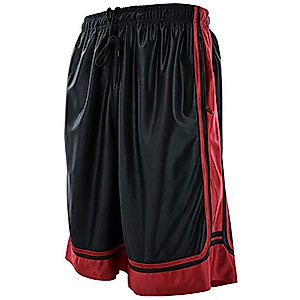 ChoiceApparel Mens Two Tone Training/Basketball Shorts with Pockets (S up to 4XL) (4XL, Zipper-Black/Red)