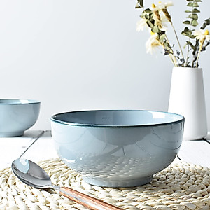 Bosmarlin Ceramic Bowl Set of 4, Dishwasher and Microwave Safe (5.75 Inches, Grey)