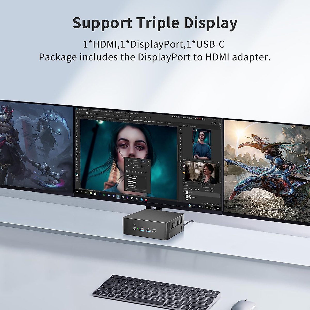 msecore Mini PC with AMD Ryzen 9 5900HX 8 Cores, 32G RAM, 1T SSD, Dual LAN, Support 1 * 2.5G, 4K Triple Display, Wi-Fi 6E, Small Desktop Computer for Bussiness, Daily Use, Windows 11 Pro