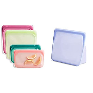 Stasher Platinum Silicone Food Grade Reusable Storage Bag, Tropical (Bundle 4-Pack Large) | Reduce Single-Use Plastic | Cook, Store & Silicone Bag, Stand-up, Amethyst