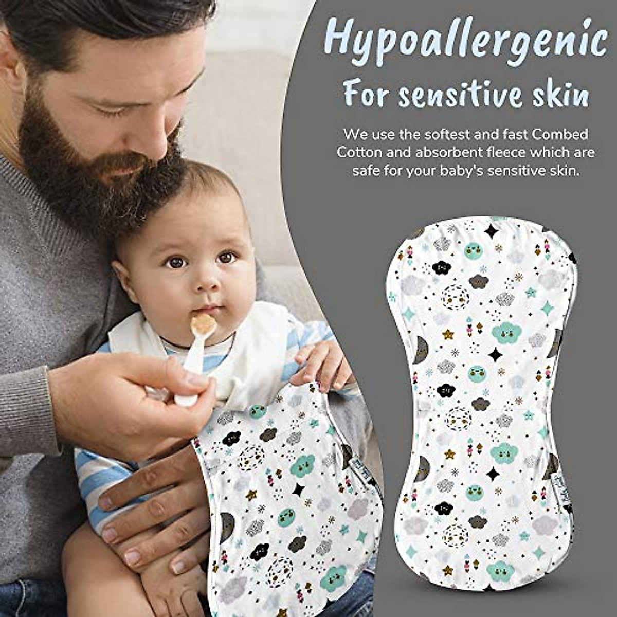 Organic Burp Cloths for Baby Girls - 5-Pack Ultra Absorbent Burping Cloth, Burp Clothes, Newborn Towel - Milk Spit Up Rags - Burpy Bib for Unisex, Boy, Girl - Burp Cloths Set