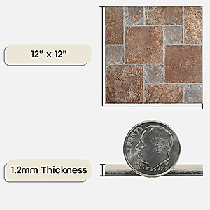 Nexus Self Adhesive 12-Inch Vinyl Floor Tiles, 20 Tiles - 12" x 12", Brick Pavers Pattern - Peel & Stick, DIY Flooring for Kitchen, Dining Room, Bedrooms & Bathrooms by Achim Home Decor
