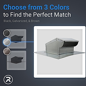 RDP Rooftop Exhaust Vent Cap with Damper (10 Inch, Black)