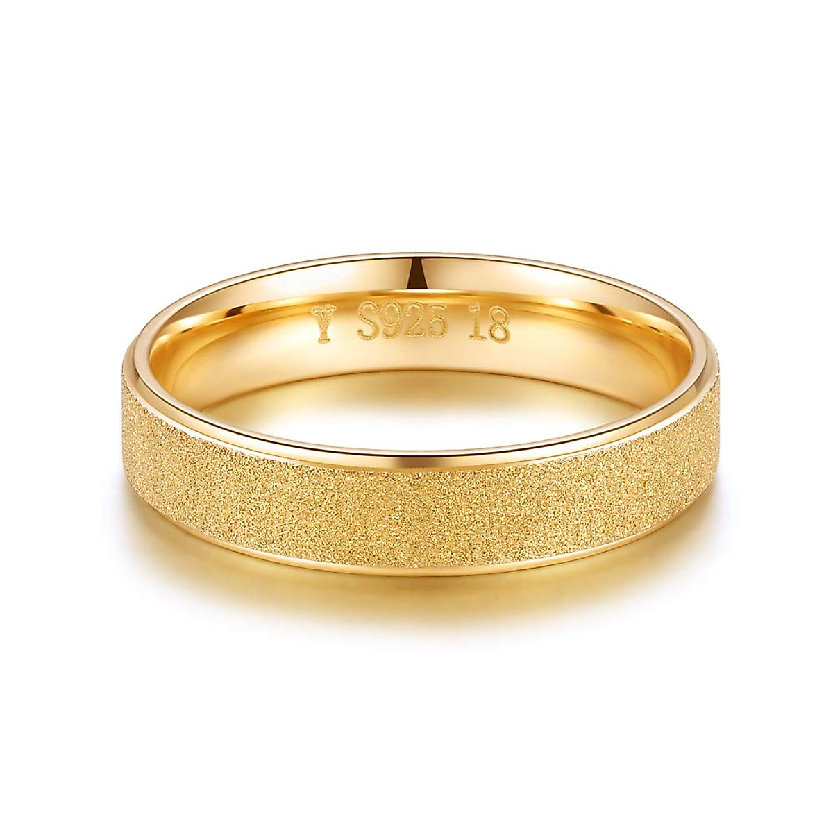 AVECON 18k Gold Plated Sterling Silver Matte Finish Scrub Ring for Women Size 7