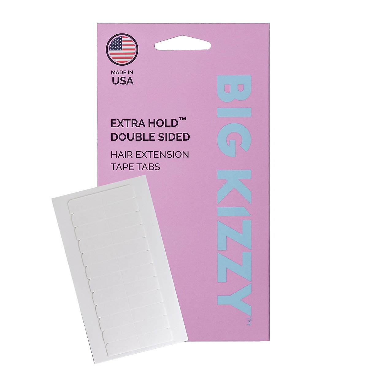 Big Kizzy Hair Extensions Tape - Extra Hold Double Sided - Fits Most Tape in Hair Extensions, 4cm x .8cm Tape for Extensions, Professional Extension Tape