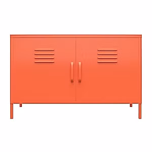 Novogratz Cache 2 Door Metal Locker Accent Storage Cabinet, Orange