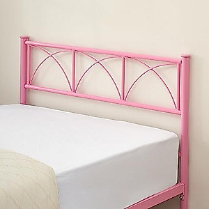 GAOMON Modern Stylish Iron Bed Frame with Headborad & Footboard,Firm Support Structure, Metal Platform Bed Frame, No Box Spring Needed, Under Bed Storage, Simple Assembly(Pink,Twin)