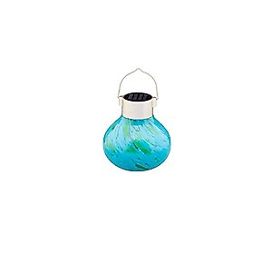 Allsop Home and Garden Solar Tea Lantern, Handblown Glass with Solar Panel and LED Light, Weather-Resistant for Outdoor Deck, Patio, Garden, Wedding, Mint, 1-Count