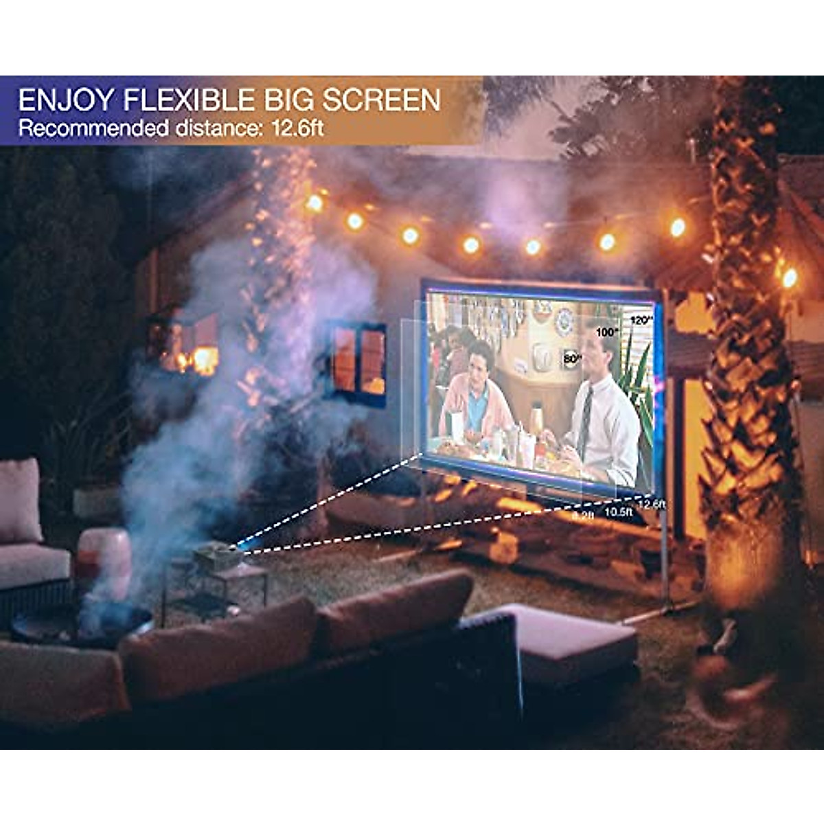 XIAOYA Outdoor Projector, HD Movie Projector Support 1080P, 4000 Lumens Home Theater Projector with HiFi Speaker, Compatible with HDMI, Fire Stick, USB(Black-w2)