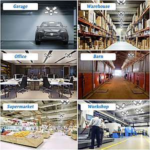 SUNGDOGIN 4 Pack LED Garage Lights, 150W 15000LM 6500k Deformable LED Screw in Garage Ceiling Light with 5+1 Adjustable Panels for Garage, Workshop, Basement, Shop, Warehouse, E26/27