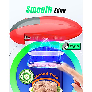 One Touch Electric Can Opener Open Almost Can with Smooth Edge, Electric Can Openers for Kitchen Food-Safe Magnetic Catches Cover, Electric Can Opener for Seniors, Arthritis and Chef