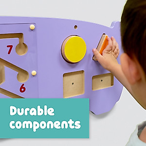 SPARK & WOW Hippo Activity Wall Panel - Ages 18m+ - Montessori Sensory Wall Toy - 3 Activities - Busy Board - Toddler Room Décor